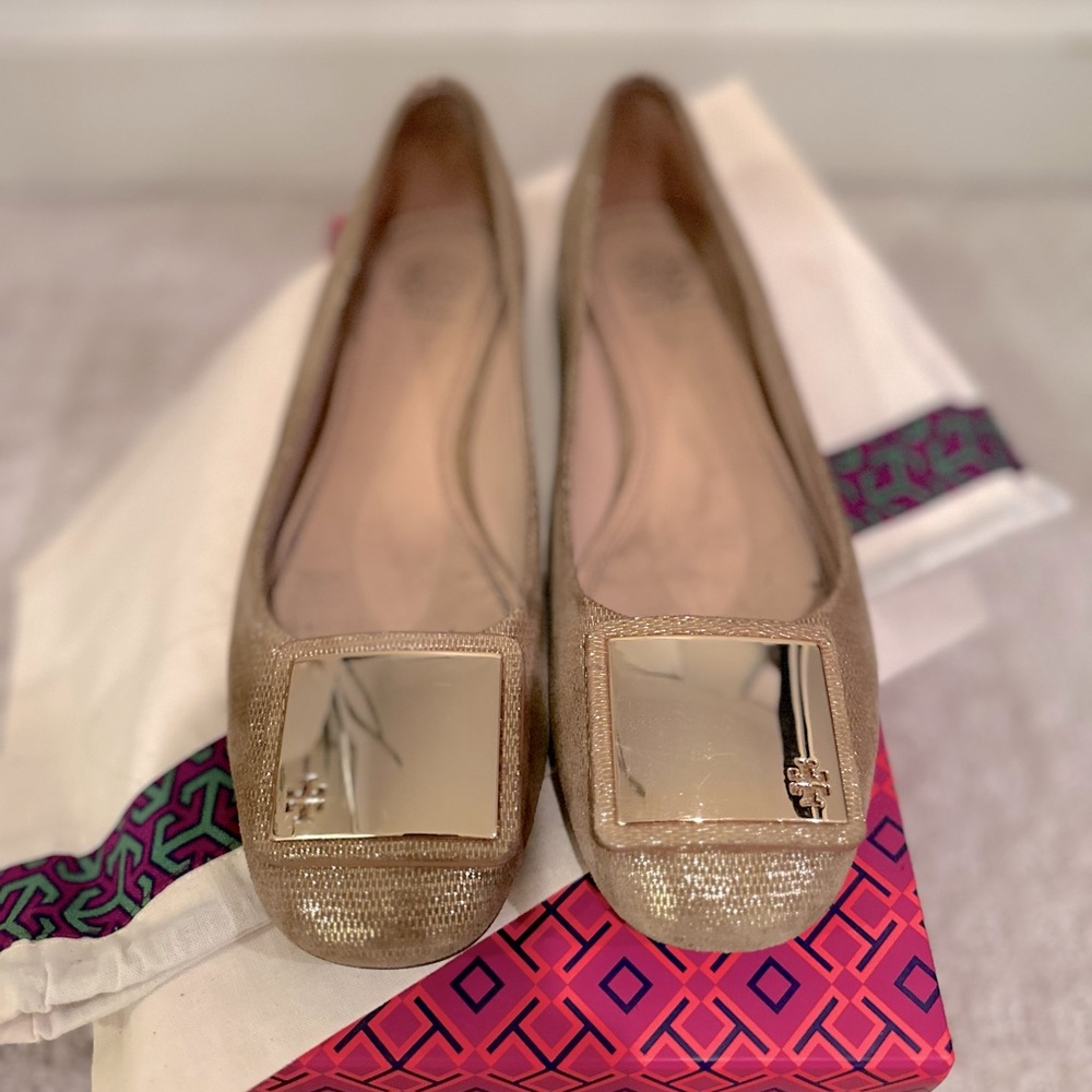 Tory Burch Metallic Gold Flats, 8.5 - Gem